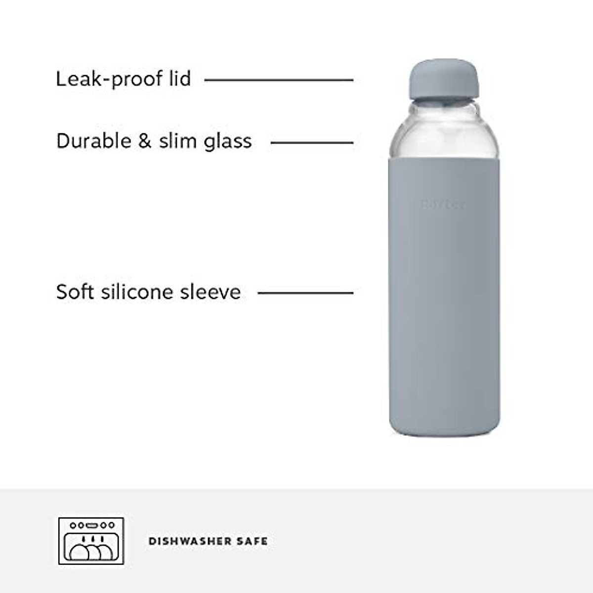 W&P Porter Glass Water Bottle w/ Protective Silicone Sleeve | Terrazzo Blush 20 Ounces | On-the-Go | Reusable Bottle for Coffee, Tea and Water | Portable