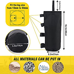 venrey 4-Pack 112 LBS Canopy Sandbags Weight Bags, Outdoor Pop Up Canopy Tent Gazebo Weight Sand Bag Anchor Kit, Sand Bags Without Sand - Black