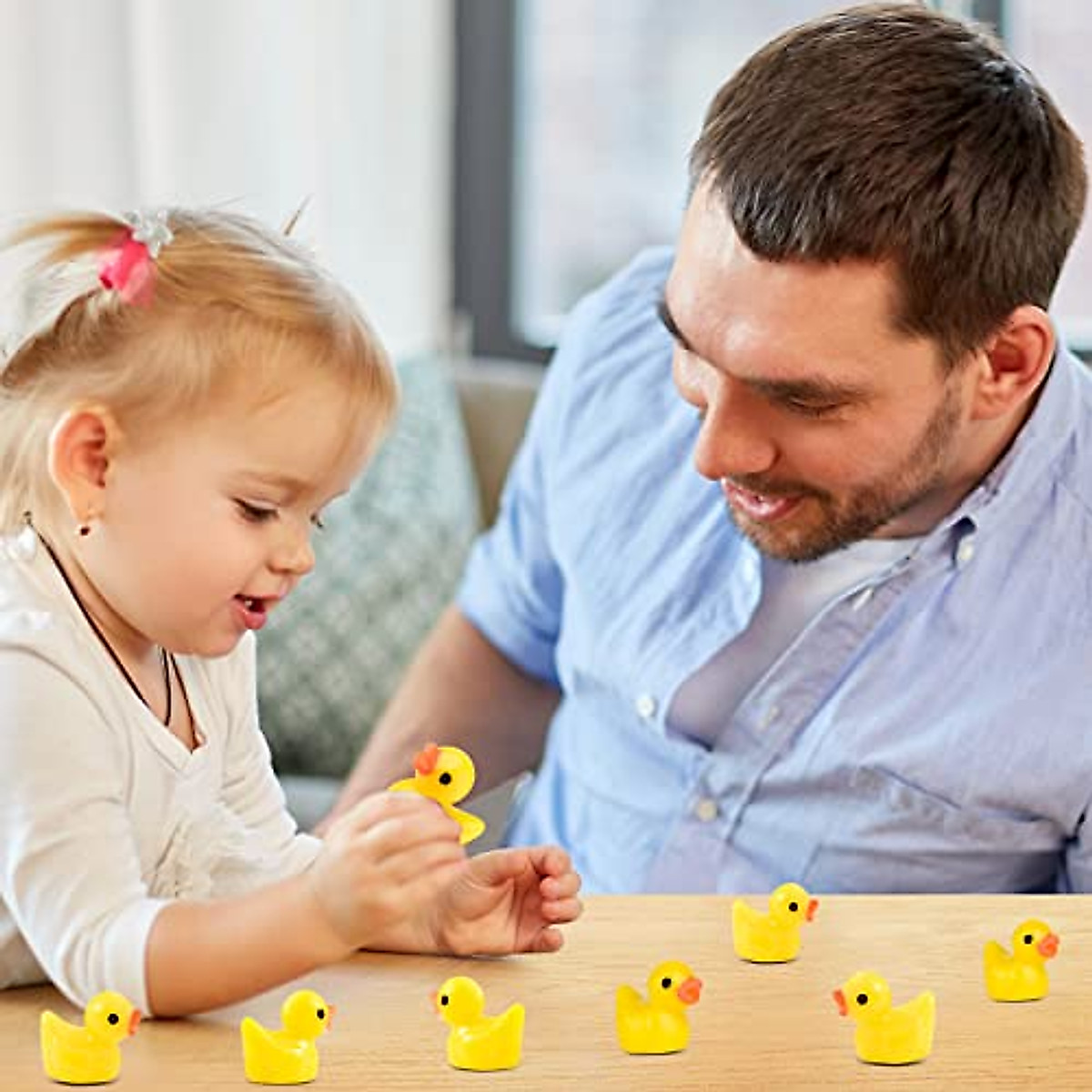 KUUQA 70 Pieces Tiny Ducks Mini Resin Ducks Miniature Duck Figures Ornament for Craft, Dollhouse, Slime, Home Decorations（Yellow）