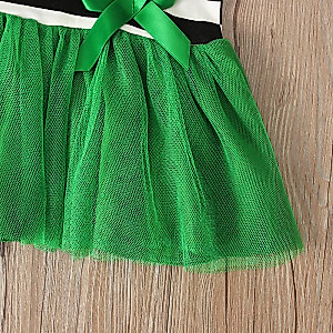 XFGLCK Toddler Baby Girls St.Patrick’s Day Striped Dress Outfits Shamrock Princess Party Dress Playwear Tutu Skirt + Headband (Green, 2T / 3T)