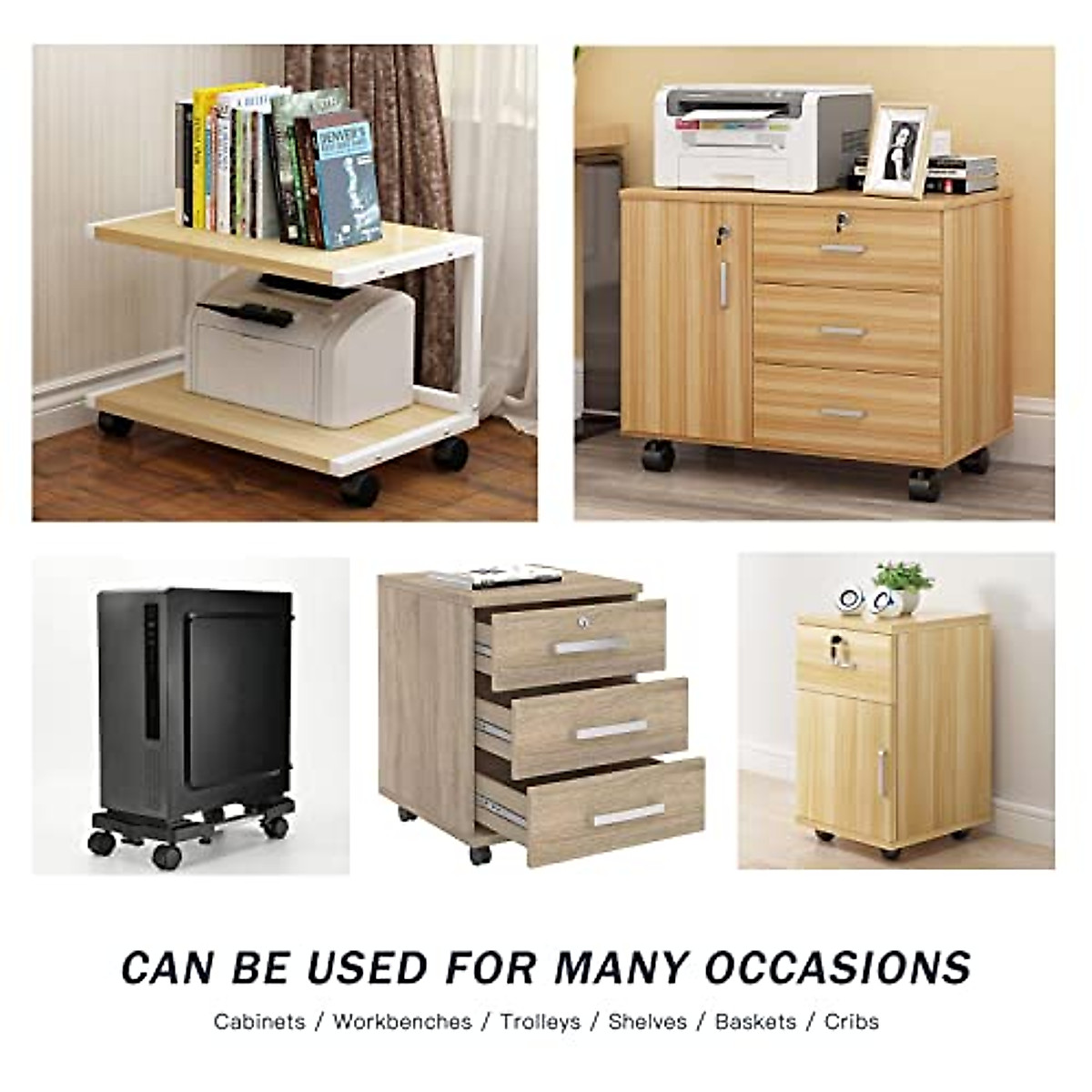 1.5 Inch Furniture Caster Wheels, Plastic Casters Set of 4, Plate Swivel Nylon Small Casters for Carts, Furniture, Baby Bed, Kitchen, Cabinet, Table (With Stainless Steel Screws)