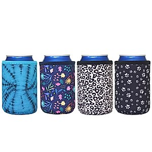 4 Pack Insulated Can Sleeve- FRRIOTN Reusable Can Cooler Sleeves- Neoprene can Cover Holder for 12oz Standard Can Soda and Beer(Colorful1,12oz)