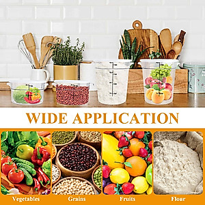 Milkary 4Pcs Food Storage Container with Lids, Clear Round Dough Proofing Container, Commercial Containers with Scales and Handles for Bread Dough Rise Fridge Kitchen Organization 2 Qt 4 Qt (White)