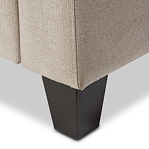 Baxton Studio Gervaise Modern and Contemporary Fabric Upholstered Button-Tufted Living Room 3-Seater Sofa, Light Beige