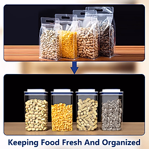 Bakpoco Airtight Food Storage Containers with Lid Vacuum Seal Storage Containers for Coffee Bean Cereal Snack, 2 Pack * 1.3 Qt Clear Leak-proof Kitchen and Pantry Organization Canisters