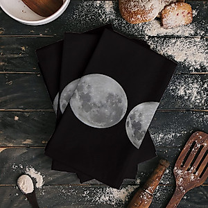 DuoPhi Kitchen Towels Set Round & Semicircle Moon Dish Towel Moon Phase Hand Towel 2 Pack Absorbent Soft Cotton Dishcloths Bar Towels & Tea Towels