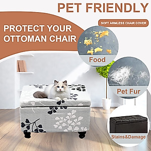 Eco-Ancheng Storage Ottoman Cover Rectangle Ottoman Slipcover Folding Storage Ottoman Bench Slipcovers Footrest Stool Slipcover with Nonslip Elastic Bottom for Living Room,Large 01