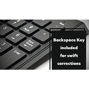MANHATTAN Wired USB Numeric Keypad – 18 Full Size Keys & Ultra Slim Lightweight Ergonomic Number Pad Design - for Laptop, Desktop, Computer, PC – 3 Yr Mfg Warranty - Black, 179911