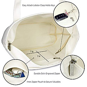 DALIX Daily Shoulder Tote Bag Premium Cotton in White