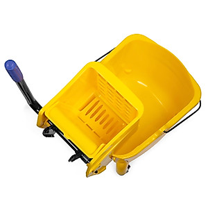 WEN Rolling Mop Bucket with Down Press Wringer, 26-Quart Capacity (73034B)