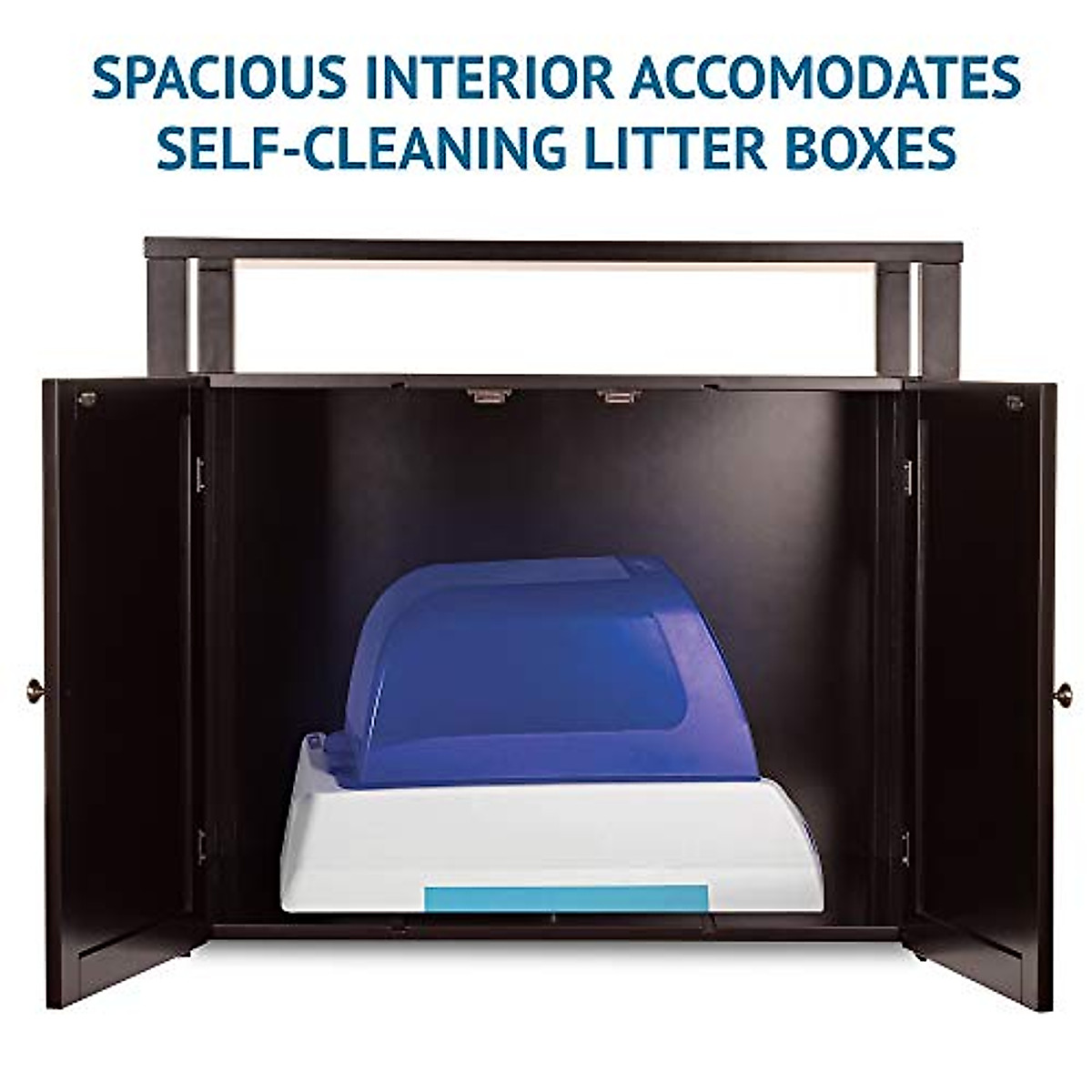 Arf Pets Cat Litter Box Enclosure, Large Cat House Furniture with Table, Designed to Fit Large Litter Boxes