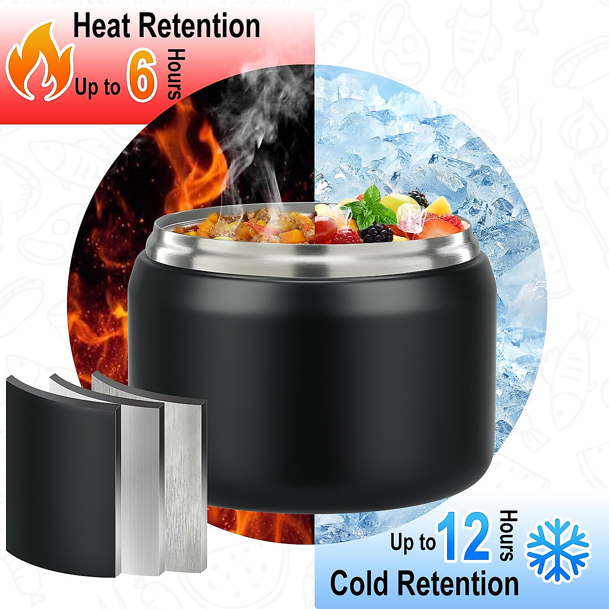 JOOPETALK 15oz Thermo Food Jar for Kids,Insulated Vacuum Food Jar for Hot & Cold Leak Proof Lunch Container Stainless Steel Wide Mouth Soup for School Travel