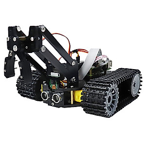 Freenove Tank Robot Kit for Raspberry Pi 4 B 3 B+ B A+, Crawler Chassis, Grab Objects, Ball Tracing, Line Tracking, Obstacle Avoidance, App Control, Camera, Servo (Raspberry Pi NOT Included)