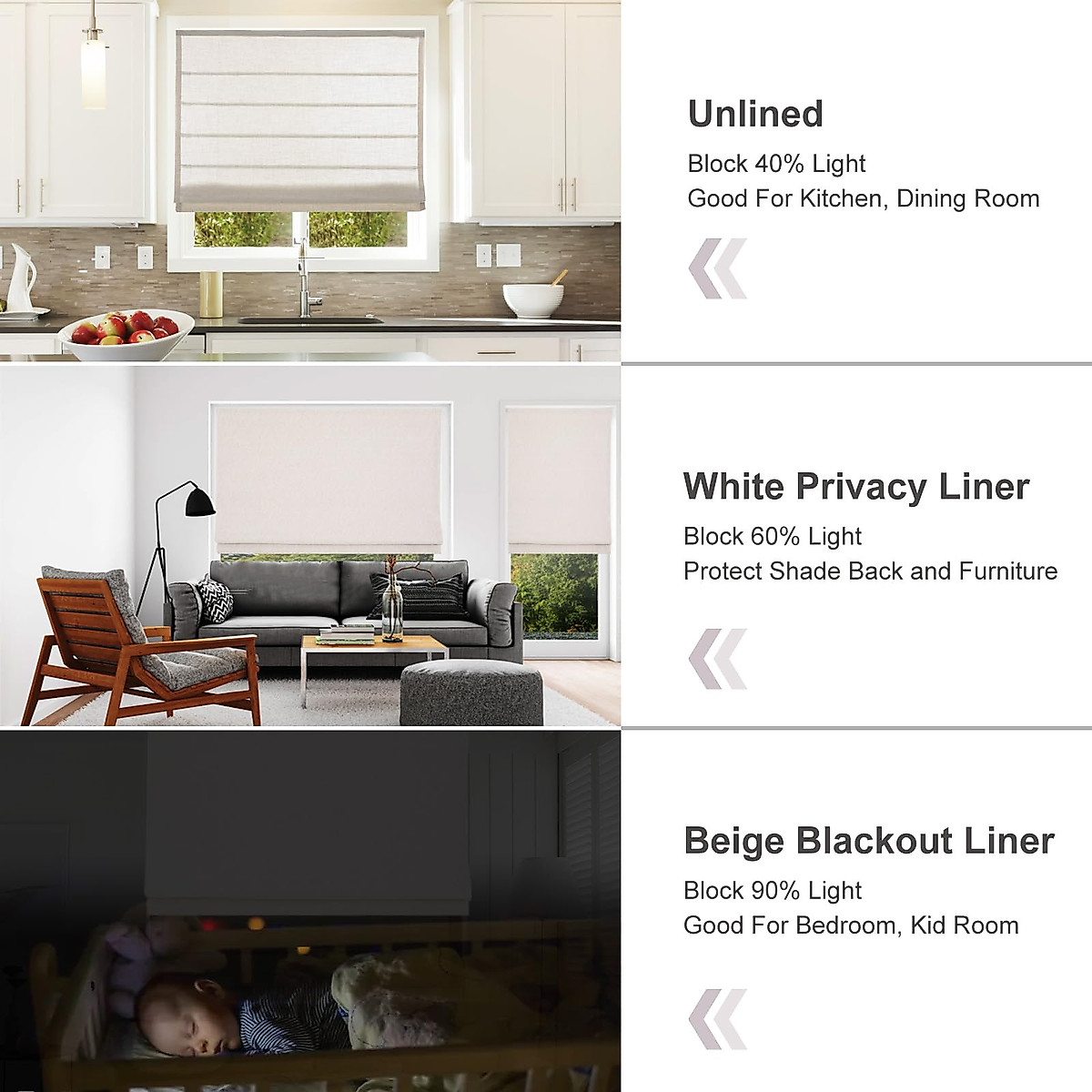 Cordless Linen Roman Shades, Premium Blackout Roman Window Shades, Custom Washable Fabric Roman Shades for Windows, Doors, French Doors, Kitchen Windows (1 Piece)