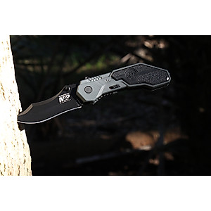 Smith & Wesson M&P SWMP1B 7.1in High Carbon S.S. Assisted Folding Knife with 2.9in Clip Point Blade and Aluminum Handle for Tactical, Survival and EDC,Black