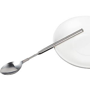 Spoon, telescopic spoon, telescopic spoon, stainless steel telescopic barbecue tableware supplies