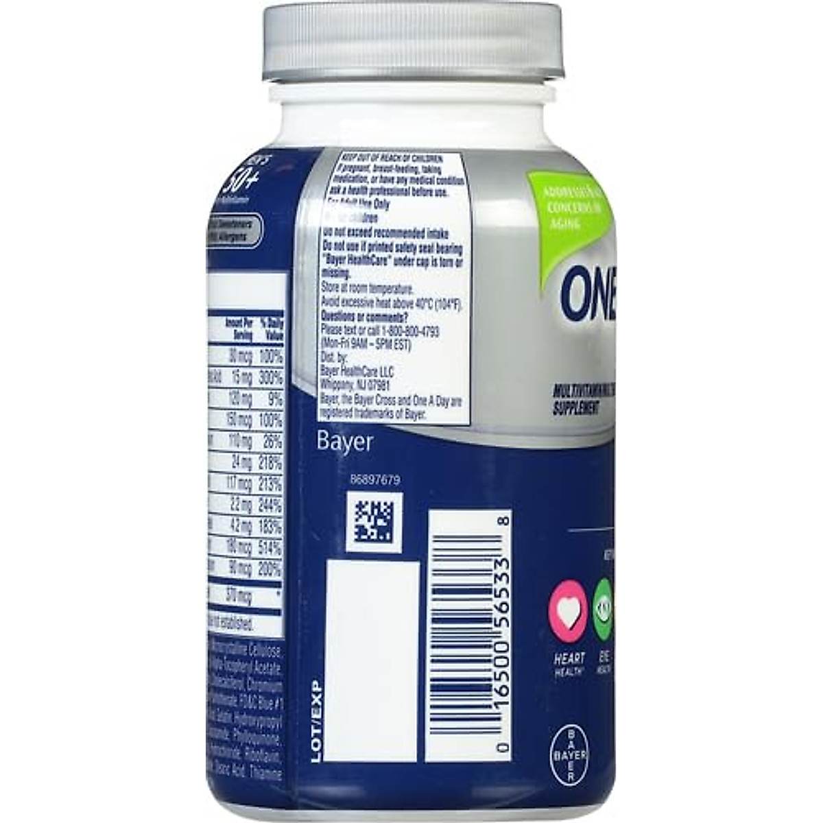 One A Day Men’s 50+ Multivitamins, Supplement with A, C, D, E and Zinc for Immune Health*, Calcium & More, 100 Tablets