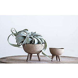 Creative Co-Op Boho Terracotta Footed Planter, Distressed Cream