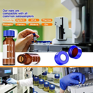 Autosampler Vials Cap,9mm Blue Polypropylene Screw-Thread Caps with PTFE Red/Silicone White Septa by Biomed Scientific