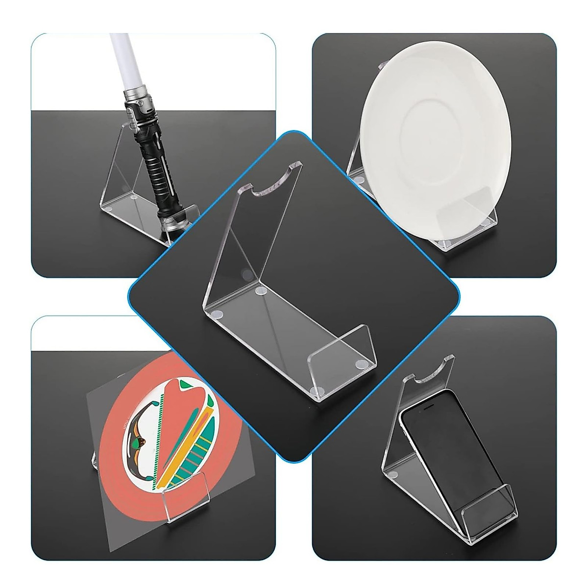 Luqeeg Lightsaber Stand, Light Saber Holder with Adhesive, Desktop Lightsaber Display Stand, Lightsaber Mount, Record Stand Decoration for Photo Phone Lightsaber Record Storage