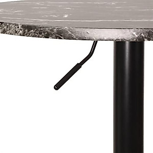 MoNiBloom Round High Top Table Height-Adjustable Bar Table with Black Marble Texture Top and Black Base, Modern Style, Suitable for Home Kitchen Balcony
