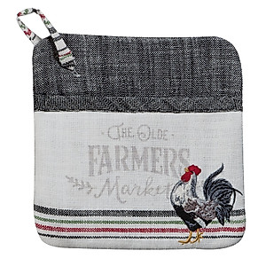 Kay Dee Designs Farmer's Market Rooster Embroidered Pocket Mitt, 8" x 8", Various