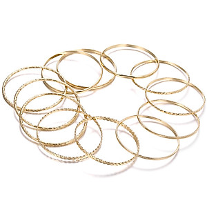 Chunky Stackable Textured Layers Bohemica Bracelets Set Indian Wedding Multi Pearl Beads Gold Bangle Bracelet Cable Smooth Western Wedding Jewelry for Women-1