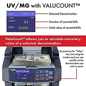 Cassida 6600 UV/MG – USA Business Grade Money Counter with UV/MG/IR Counterfeit Detection – Top Loading Bill Counting Machine w/ ValuCount™, Add and Batch Modes – Fast Counting Speed 1,400 Notes/Min