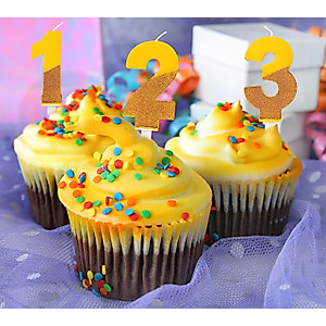 Yellow Number 3 Birthday Candles, Yellow Birthday Number Candles 3 Gold Cake Number Candles 3 Party Celebration