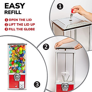 Vending Machine - Big Capsule Vending Machine with Stand - Prize Machine - Commercial Vending Machine for 2 Inch Round Capsules Gumballs Bouncy Balls - Red