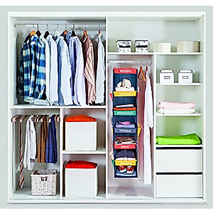 Handy Laundry Daily Activity Kids Closet Organizer, 11" X 11" X 48", Prepare & Organize a Week's Worth of Your Children's Clothing, Shoes and After School Activities, Hangs Directly on The Closet Rod