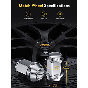 MIKKUPPA M12x1.25 Lug Nuts - Replacement for 1993-2021 Nissan Altima, 1988-2021 Nissan Maxima, Subaru Aftermarket Wheel - 20pcs Chrome Closed End Lug Nuts