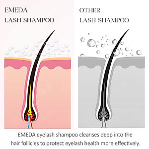 EMEDA Lash Shampoo for Extensions - 100ml Gentle Foam Lash Cleanser, Oil-Free Cleaner for Wash Eyelash Bath with Rinse Bottle Brush