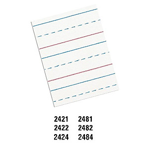 PACON - PAC2482 Pacon Handwriting Paper, D'Nealian Grades 2&3 / Zaner-Bloser Grade 2, 1/2" x 1/4" x 1/4" Ruled 8" x 10-1/2", Ruled Short, 40 Sheets,White