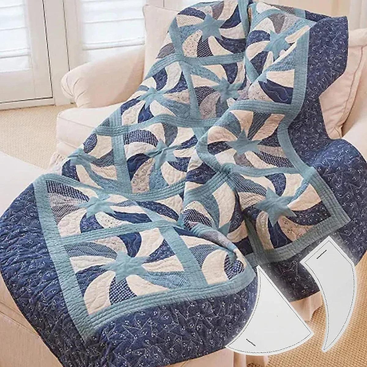 LePvo Twisted Pinwheel Template 2PCS for Quilting, Acrylic Quilting Templates for Professional Tailors Apprentices DIY Quilting Sewing Crafts Embroidery