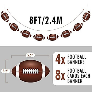 4PC - Football Party Decorations - Football Banner - Football Hanging Decorations Decor for Themed Birthday Party Bowl Game Fans Home Garland Supplies Flag