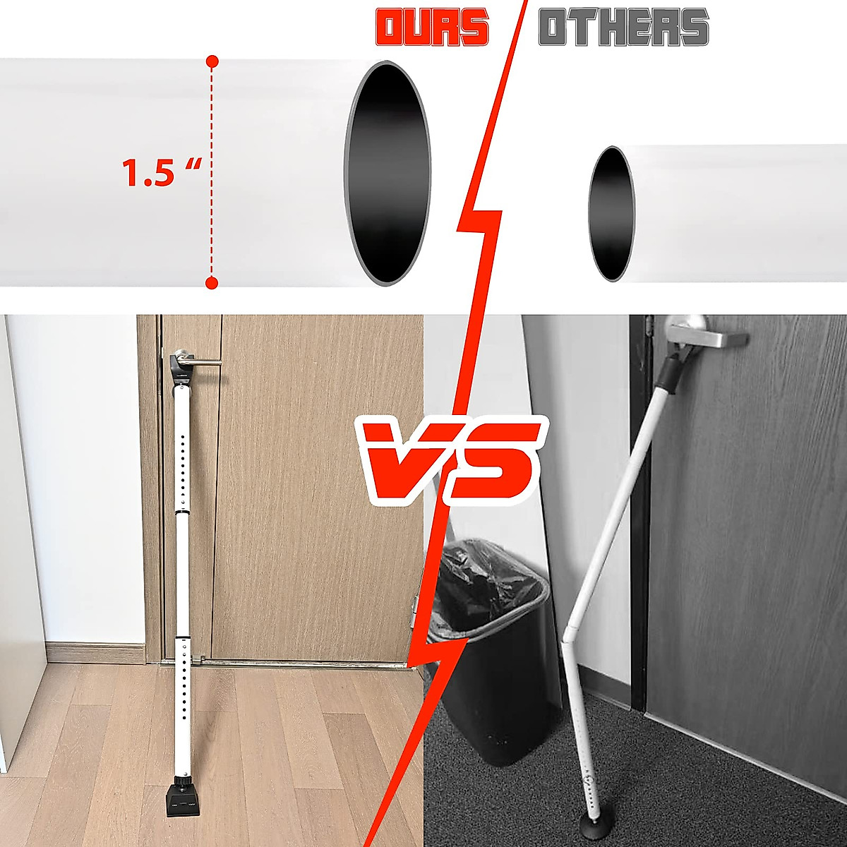 HoneSecur 2-in-1 Door Security Bar & Sliding Patio 28″ Door Stopper Security Jammer Bar Child Proof Adjustable Constructed of High Grade Iron Window Doors Security Bars, White