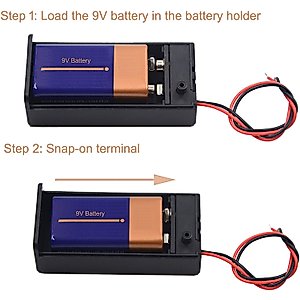LampVPath (Pack of 2 9v Battery Holder, 9 Volt Battery Holder with Switch, 9v Battery Case with Switch