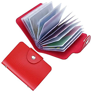 K Y KANGYUN Unisex Small Leather Credit Card Holder - 2 Pack (Redk&Brown)…