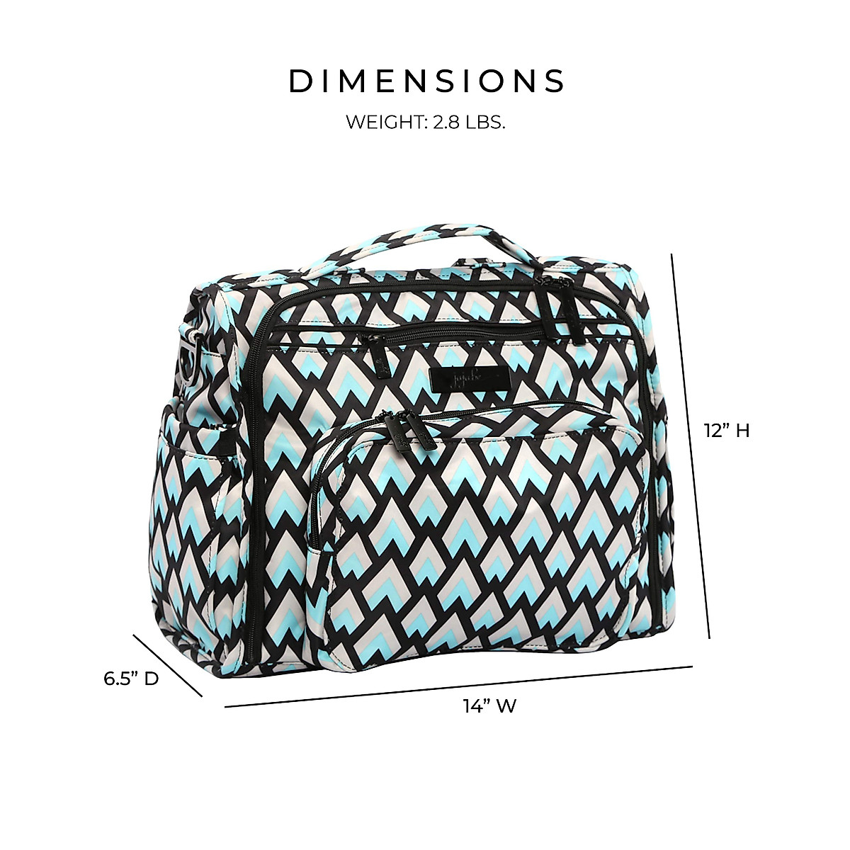 JuJuBe B.F.F Multi-Functional Convertible Diaper Backpack/Messenger Bag, Onyx Collection - Black Diamond