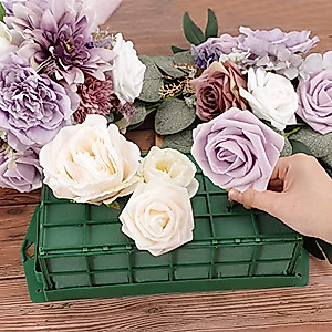 HongWay 2 Pieces Floral Foam Cage Flower Holder with Floral Foam for Fresh Flower Arrangement and Wedding Holiday Decorations