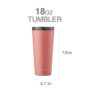 LocknLock Clip Tumbler Black 18oz, Coffee Tumbler with Leak Proof Lid, BPA-Free Double Wall Stainless Steel Vacuum Insulated Travel Mug Cup for Hot & Cold Beverage