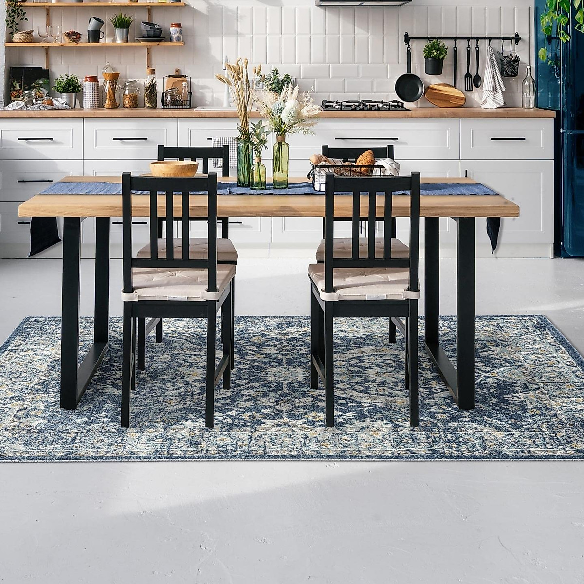 LUXE WEAVERS Euston Collection 8060 Blue 8x10 Modern Oriental Area Rug