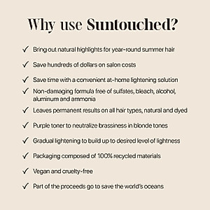 Suntouched Beach Blonde Hair Lightener - Citrus & Chamomile Highlighting Spray for Vegan Highlights, Cruelty, Paraben, Ammonia & Bleach-Free, 3.38 FL Oz