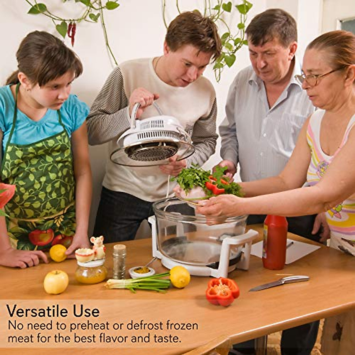 Nutrichef PKAIRFR48.5 Air Fryer, Infrared Convection, Halogen Oven Countertop, Cooking, Stainless Steel, 13 Quart 1200W, Prepare Quick Healthy Meals, for French Fries & Chips (White), One Size