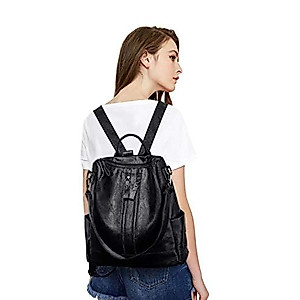 Ro Rox Womens Faux Leather Punk Zip Laptop Adult Uni Work Backpack Bag Rucksack - Black