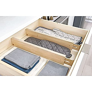 iDesign Renewable Paulownia Wood Collection Expandable Drawer Divider Inserts, 2.5" x 17"-22", Set of 2, Natural