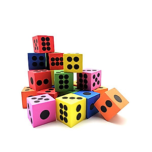 Qidiwin EVA Foam Dices, Colorful Dot Foam Dice for Kids, Building Toys,Educational Toys, Party Supplies, 6 Colors, 24 Pcs