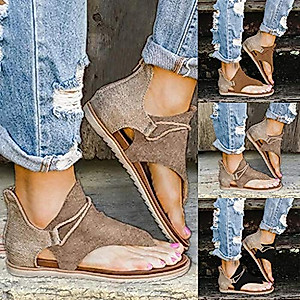 Sandals for Women Platform Heels Gibobby Women Super Posh Gladiator Comfy Sandals, Women Flat Sandals with Zipper Summer Matching Pants, Skirts Black