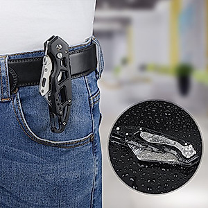 Box Cutter Knife Tingtio Box Cutter Box Knife Heavy Duty Folding Box Cutter Knife with 13 pcs Replacement Blades Belt Clip Black